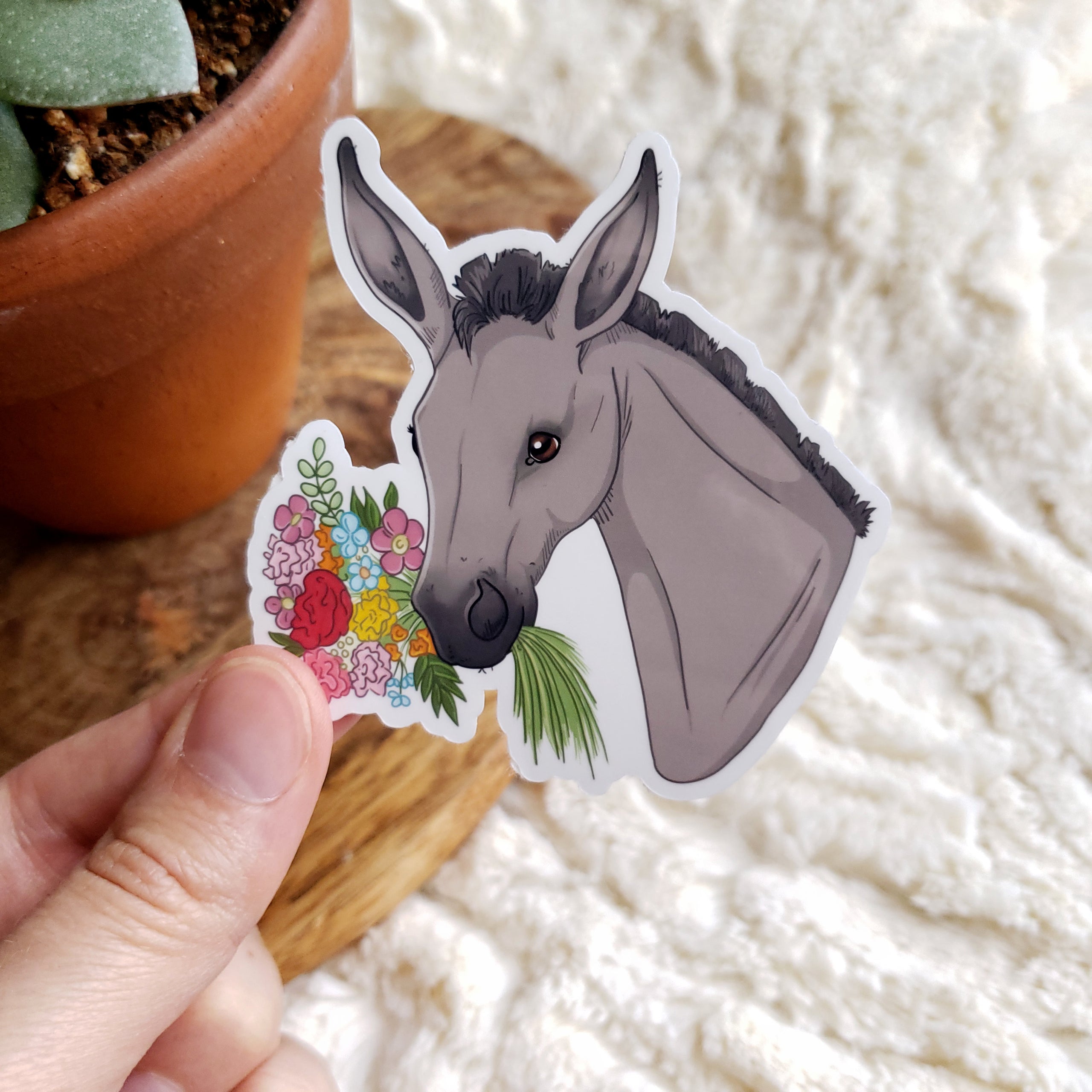 Wildflower Donkey Sticker, 3x3" | Chez Louie Designs