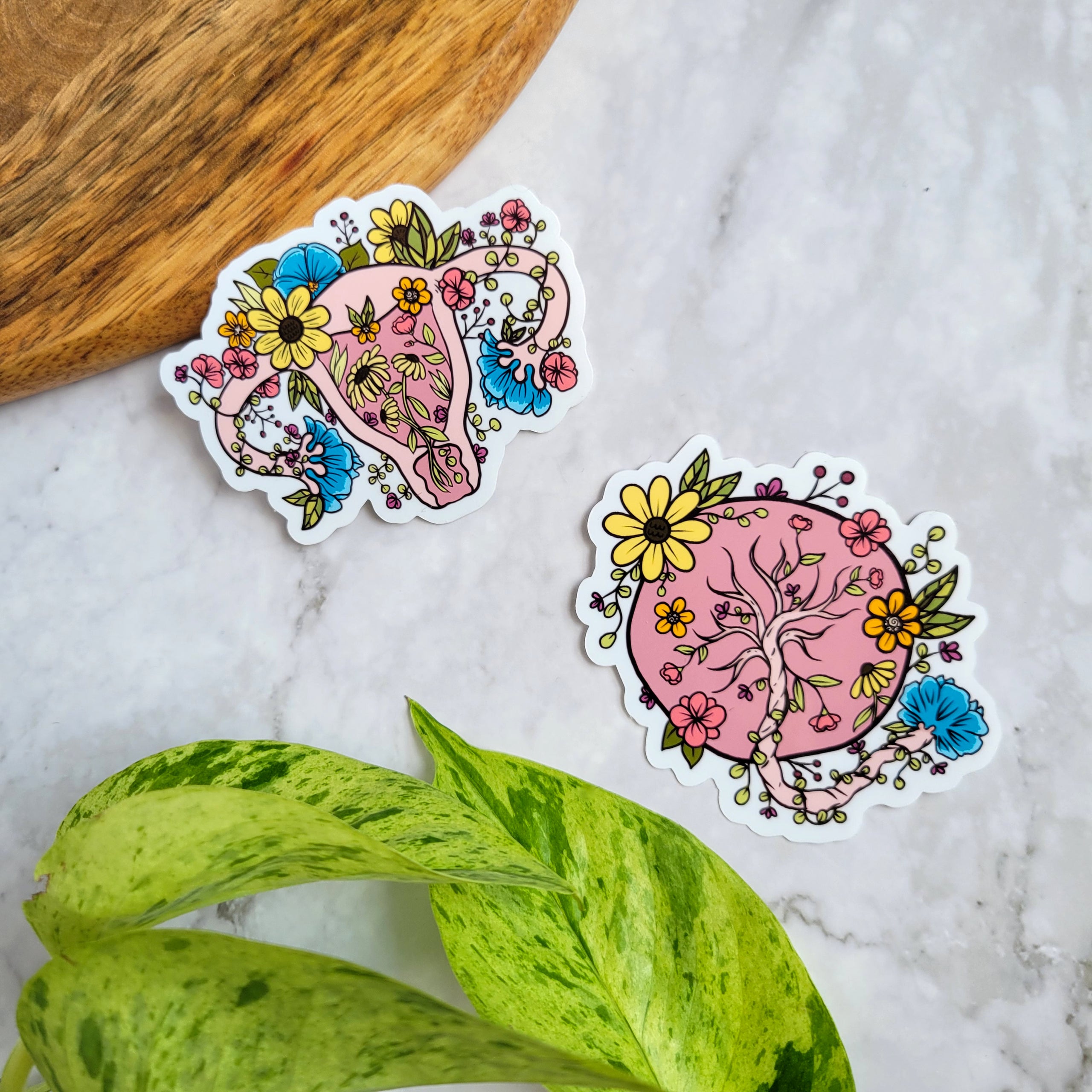 Floral Uterus & Placenta Vinyl Sticker Set | Chez Louie Designs